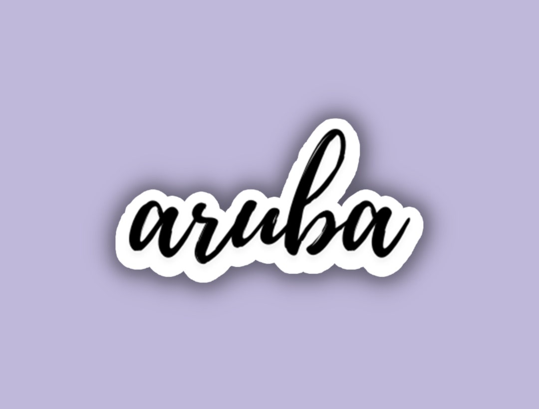 Aruba Cursive Travel Sticker, Vinyl Laptop Water Bottle Sticker ...