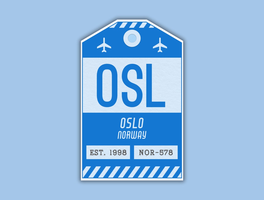 OSL Oslo Norway Luggage Tag Sticker / Schipol Airport Code Baggage ...