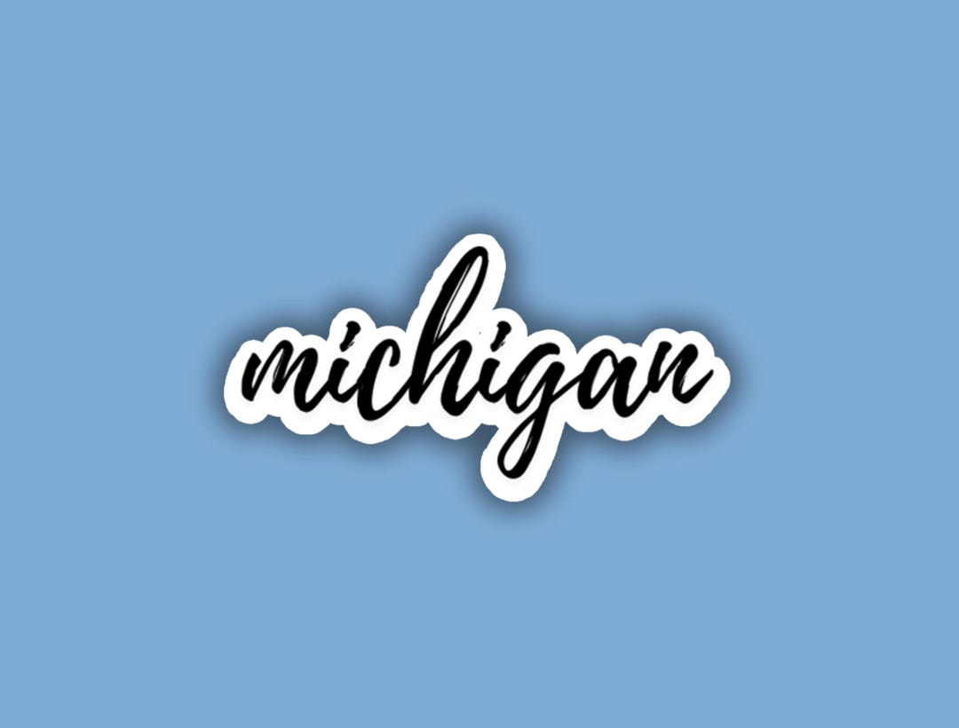 Michigan Cursive Travel Sticker, Vinyl Laptop Water Bottle Sticker ...