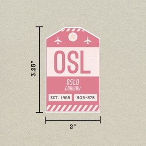 OSL Oslo Norway Luggage Tag Sticker / Schipol Airport Code Baggage ...