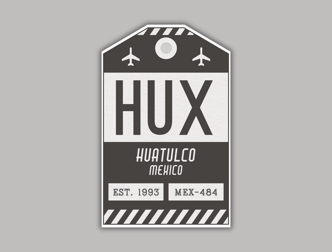 HUX Huatulco Mexico Luggage Tag Sticker / Airport Code Baggage Decal ...