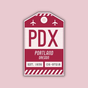 PDX Portland Oregon Luggage Tag Sticker / Airport Code Baggage Decal ...