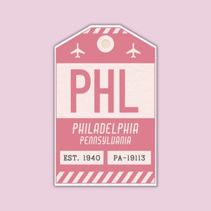 PHL Philadelphia Pennsylvania Luggage Tag Sticker / Airport Code ...