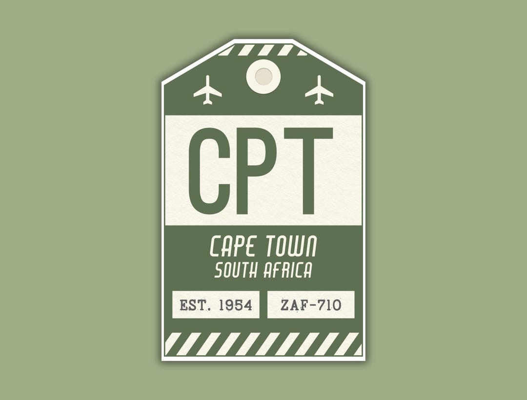 CPT Cape Town South Africa Luggage Tag Sticker / Airport Code Baggage ...