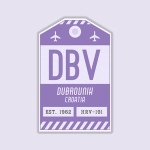 DBV Dubrovnik Croatia Luggage Tag Sticker / Airport Code Baggage Decal ...