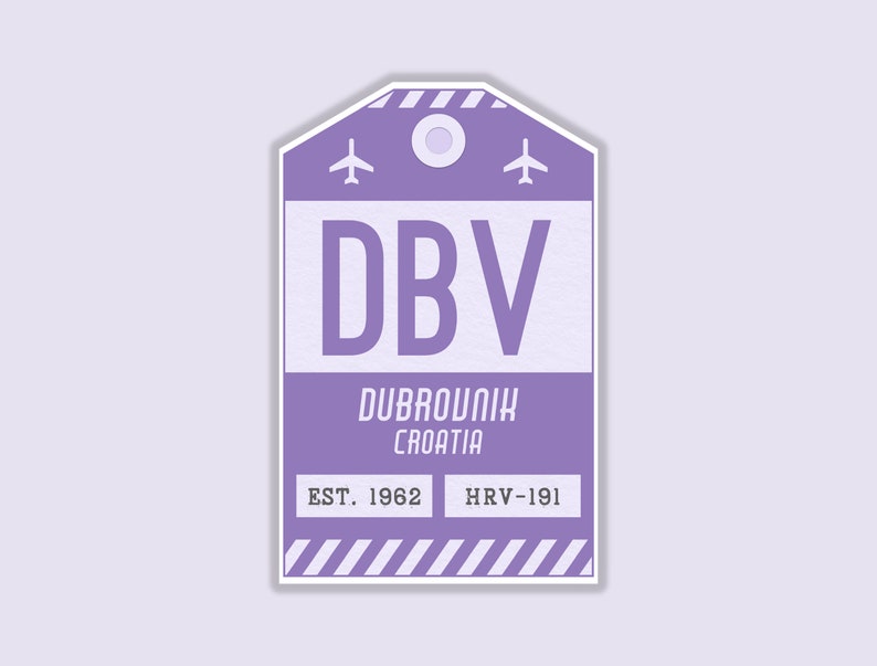 DBV Dubrovnik Croatia Luggage Tag Sticker / Airport Code Baggage Decal ...