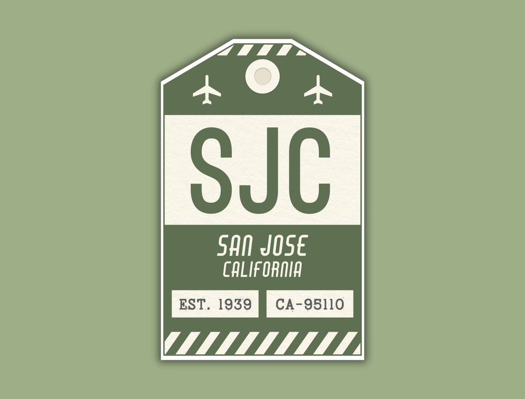 SJC San Jose California Luggage Tag Sticker / Airport Code Baggage ...