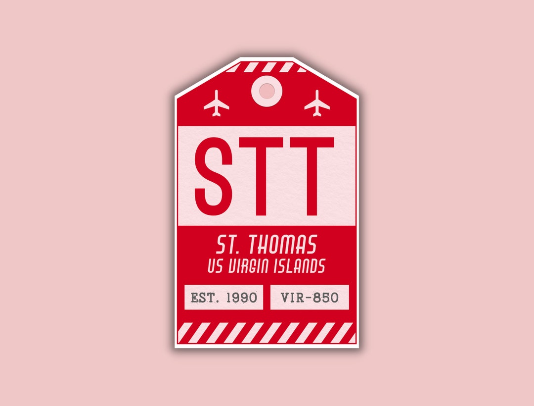 STT St. Thomas U.S. Virgin Islands Luggage Tag Sticker / Airport Code ...
