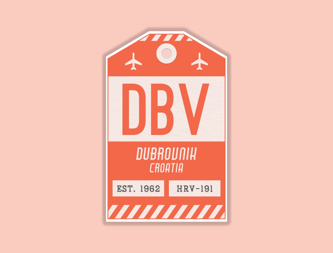 DBV Dubrovnik Croatia Luggage Tag Sticker / Airport Code Baggage Decal ...