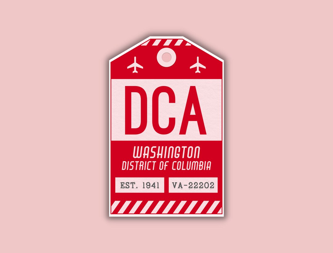 DCA Washington D.C. Luggage Tag Sticker / Airport Code Baggage Decal ...