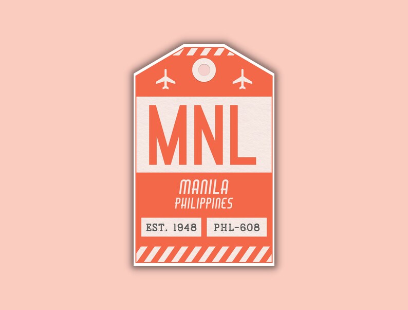 MNL Manila Philippines Luggage Tag Sticker / Airport Code Baggage Decal ...