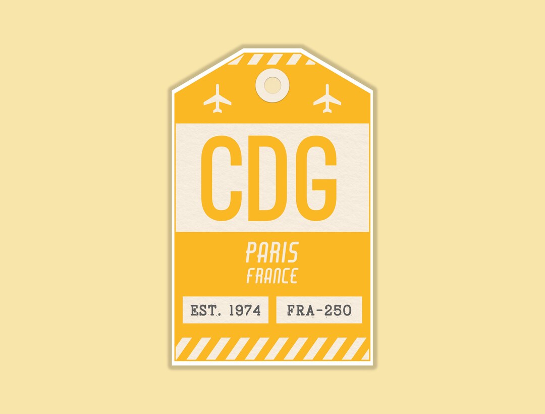 CDG Paris France Luggage Tag Sticker / Airport Code Baggage Decal ...