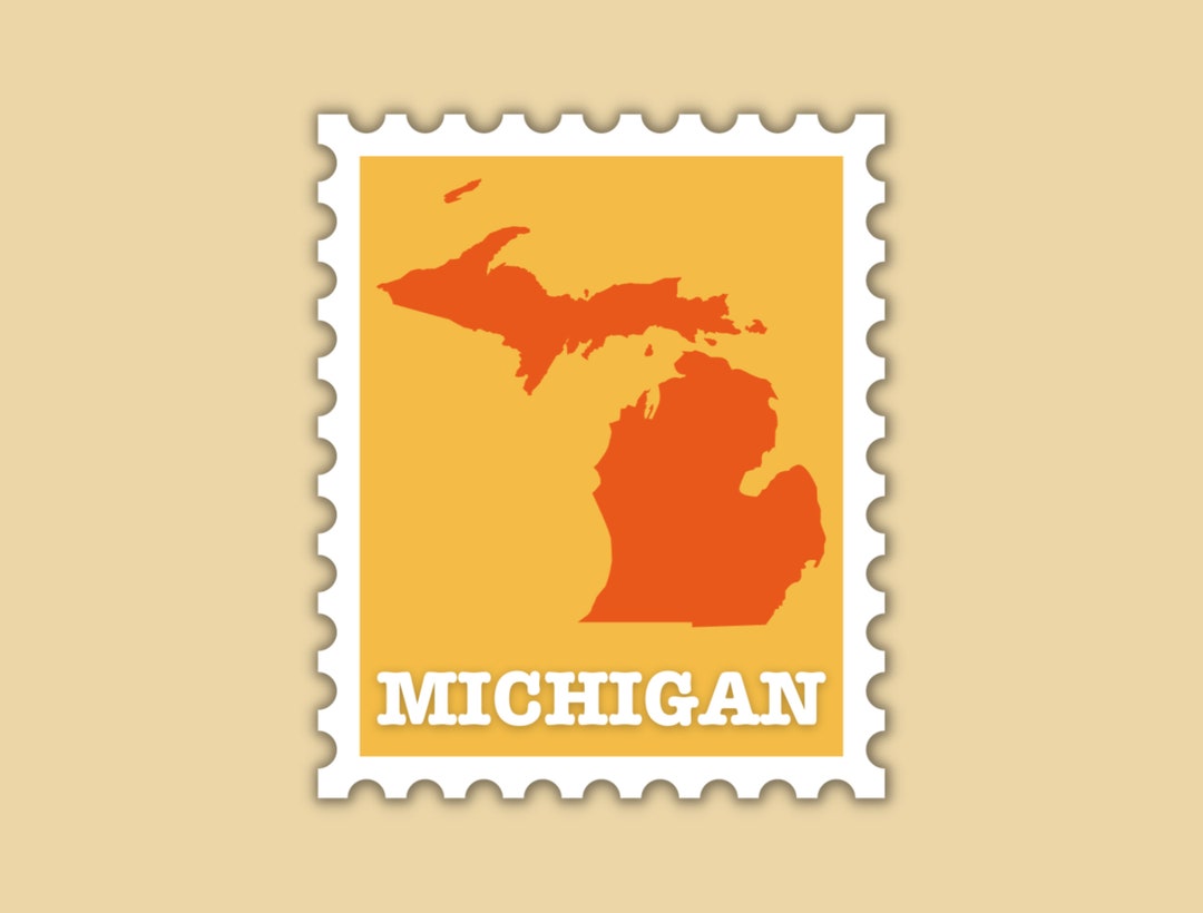 Michigan Stamp Sticker, Multiple Colors, Vinyl Sticker, Places I've ...