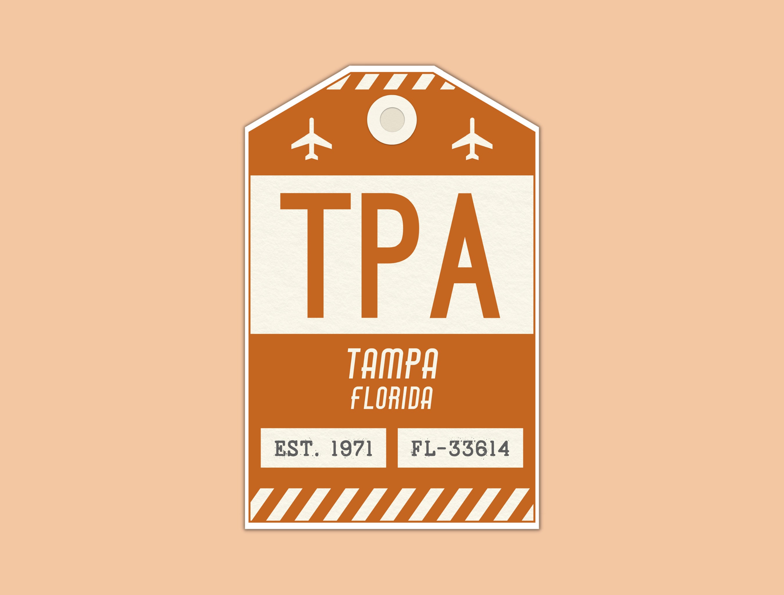 TPA Tampa Florida Luggage Tag Sticker / Airport Code Baggage Decal ...