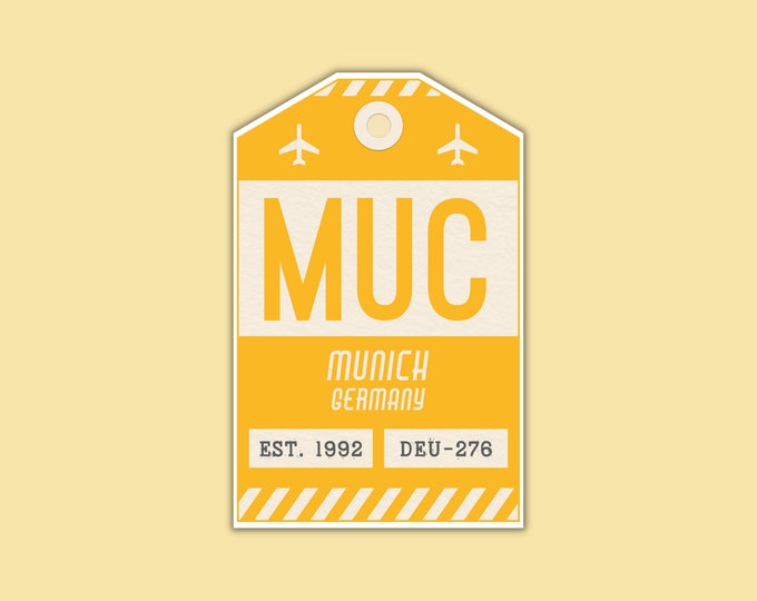 MUC Munich Germany Luggage Tag Sticker / Airport Code Baggage Decal ...