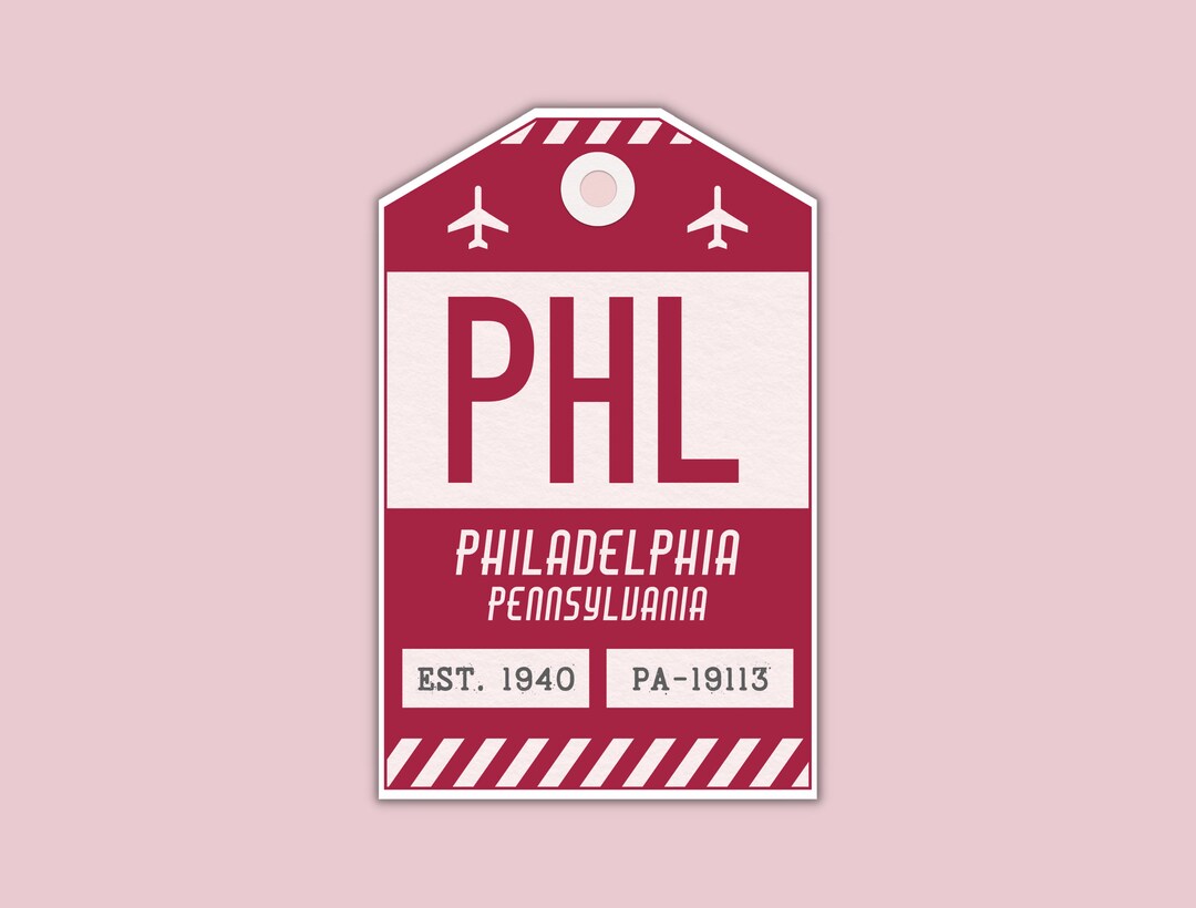 PHL Philadelphia Pennsylvania Luggage Tag Sticker / Airport Code ...