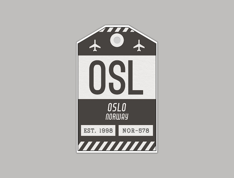 OSL Oslo Norway Luggage Tag Sticker / Schipol Airport Code Baggage ...