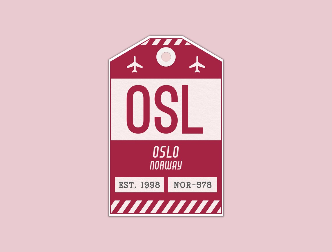OSL Oslo Norway Luggage Tag Sticker / Schipol Airport Code Baggage ...