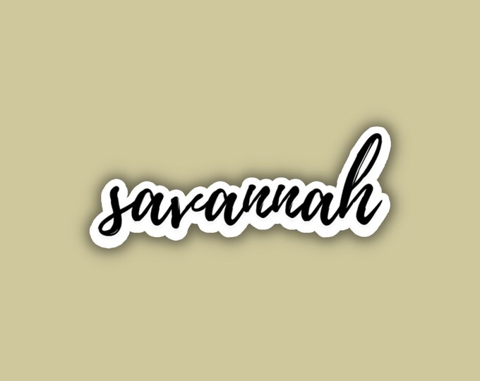 Savannah Cursive Travel Sticker, Vinyl Laptop Water Bottle Sticker ...