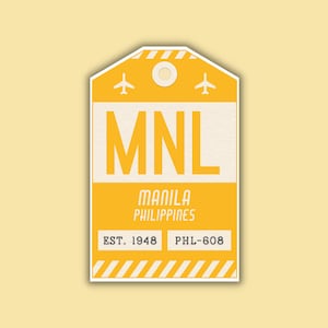 MNL Manila Philippines Luggage Tag Sticker / Airport Code Baggage Decal ...