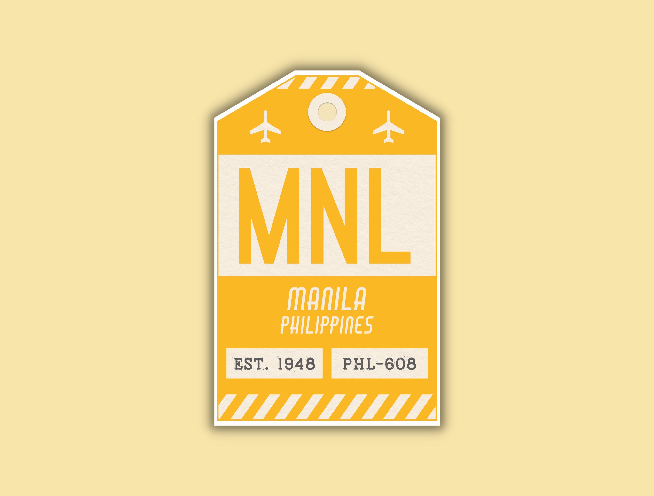 MNL Manila Philippines Luggage Tag Sticker / Airport Code Baggage Decal ...