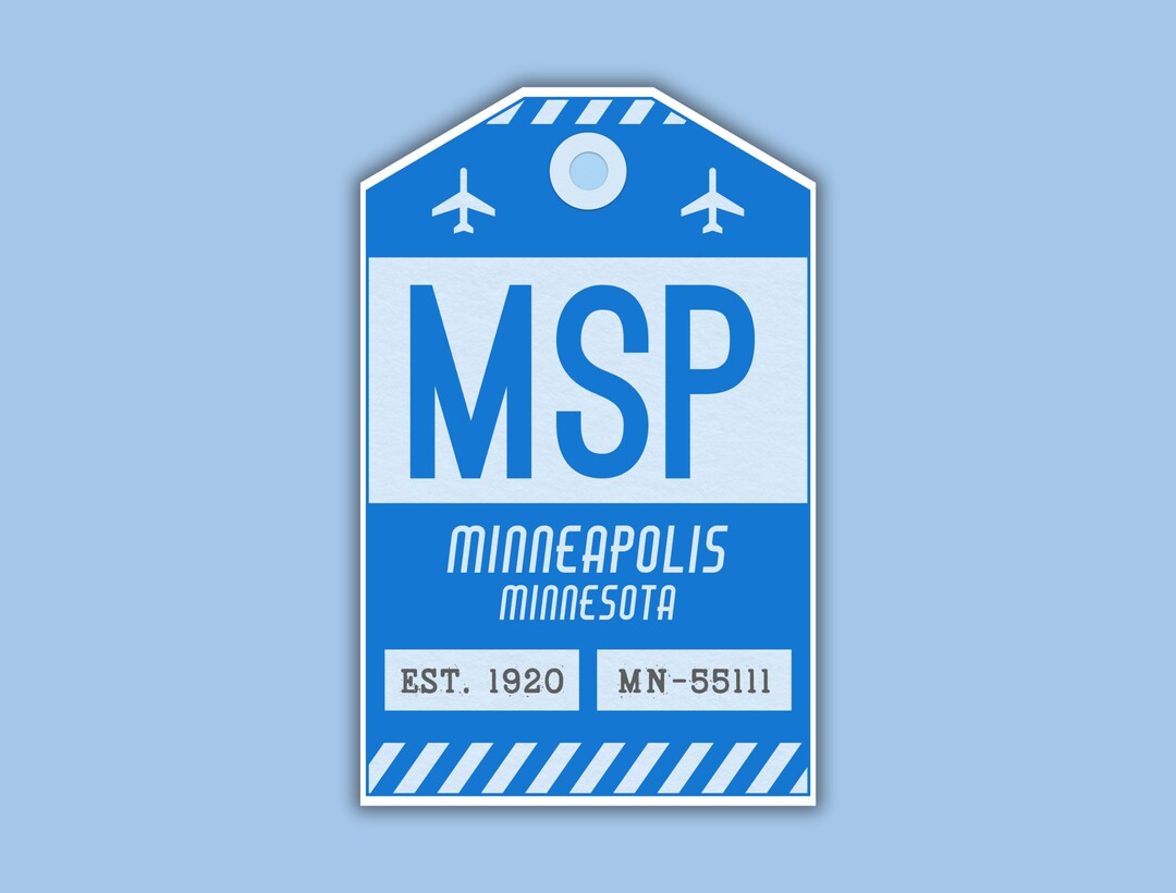 MSP Minneapolis Minnesota Luggage Tag Sticker / Airport Code Baggage ...