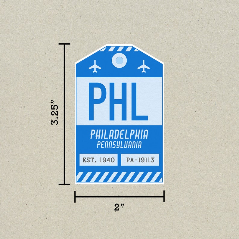 PHL Philadelphia Pennsylvania Luggage Tag Sticker / Airport Code ...