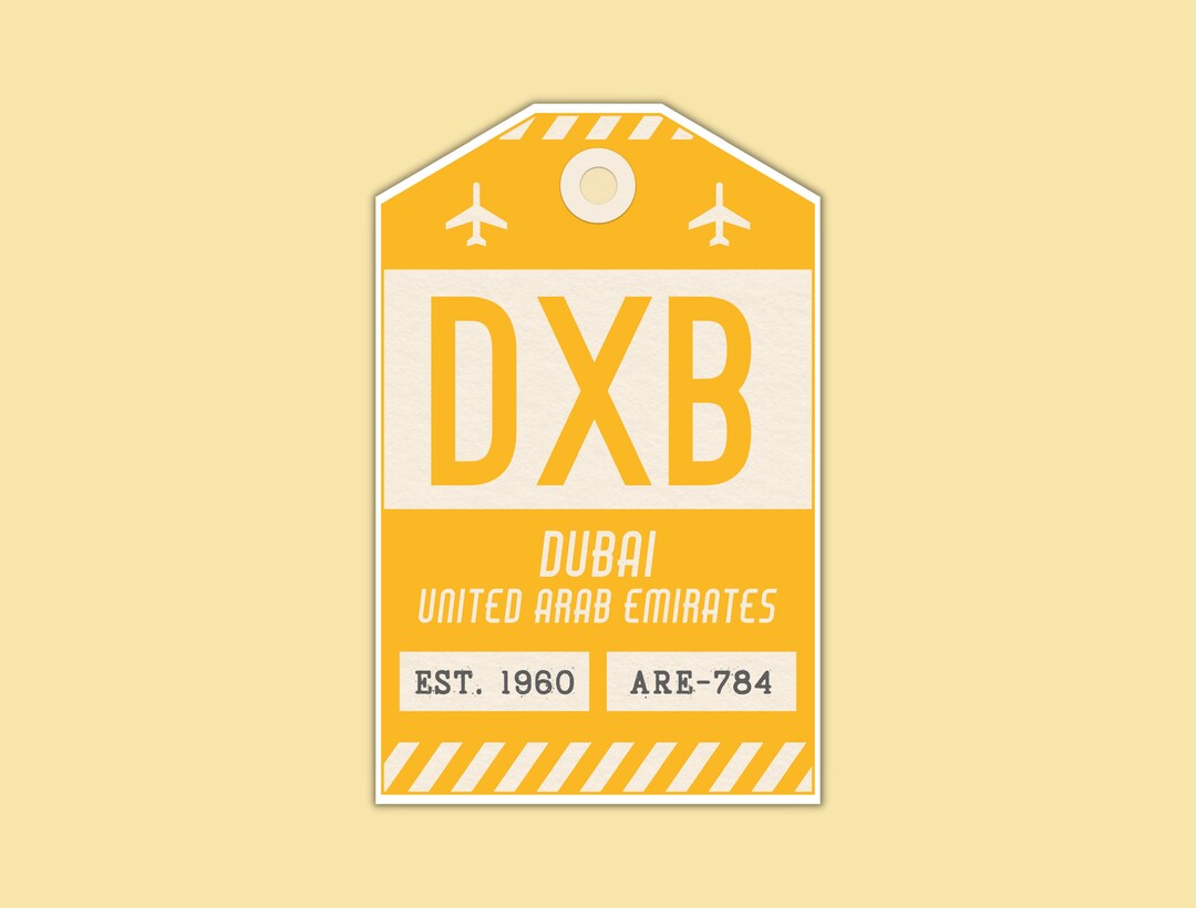 DXB Dubai United Arab Emirates Luggage Tag Sticker / Airport Code ...