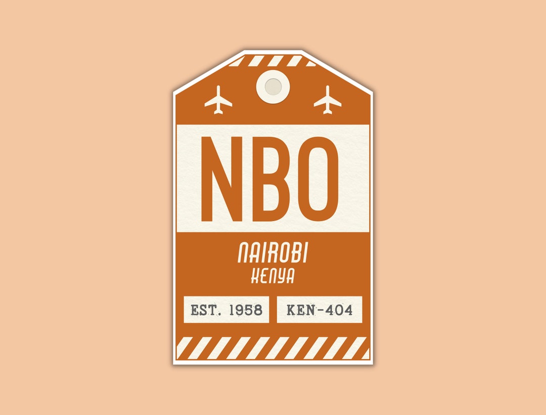NBO Nairobi Kenya Luggage Tag Sticker / Airport Code Baggage Decal ...
