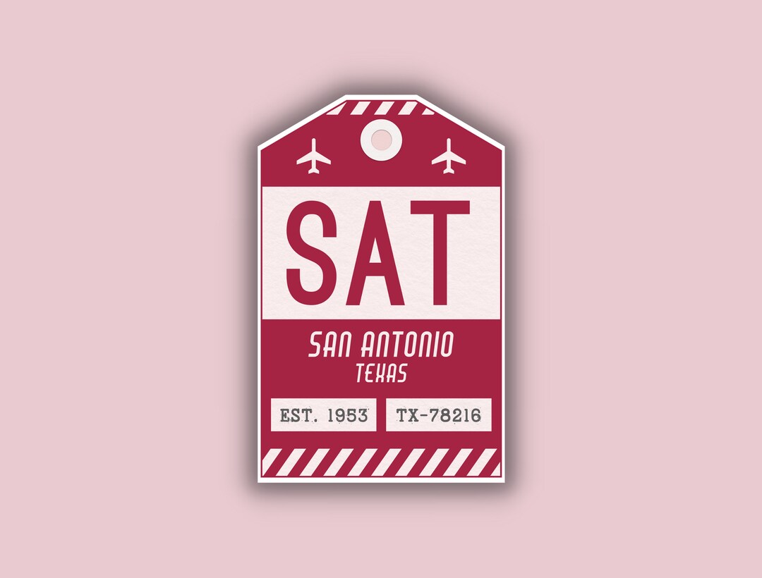 SAT San Antonio Texas Airport Sticker • Vintage Luggage Tag Decal ...