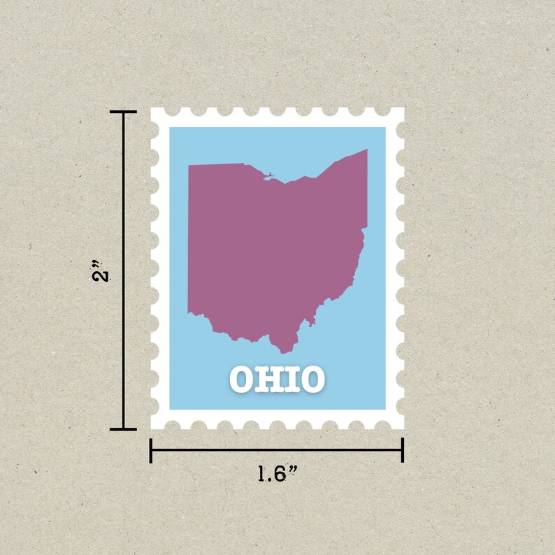 Ohio Stamp Sticker, Multiple Colors, Vinyl Sticker, Places I've Been ...