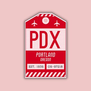 PDX Portland Oregon Luggage Tag Sticker / Airport Code Baggage Decal ...