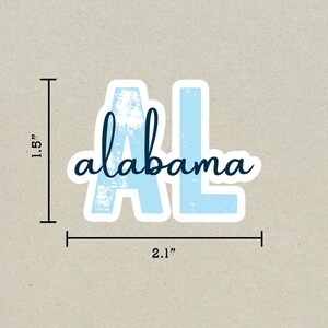 Alabama State Travel Sticker, Multiple Colors, AL State Code, Vinyl ...
