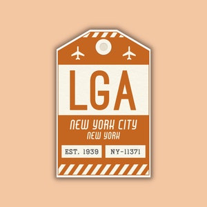 LGA New York City Luggage Tag Sticker / Airport Code Baggage Decal ...