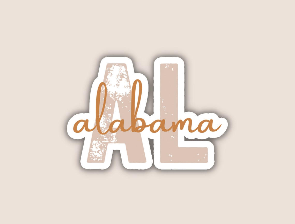 Alabama State Travel Sticker, Multiple Colors, AL State Code, Vinyl ...