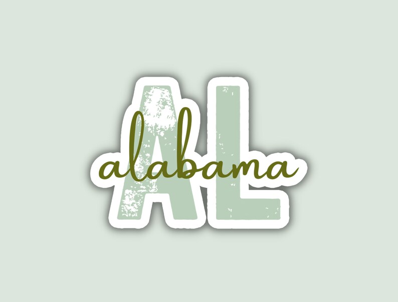 Alabama State Travel Sticker, Multiple Colors, AL State Code, Vinyl ...