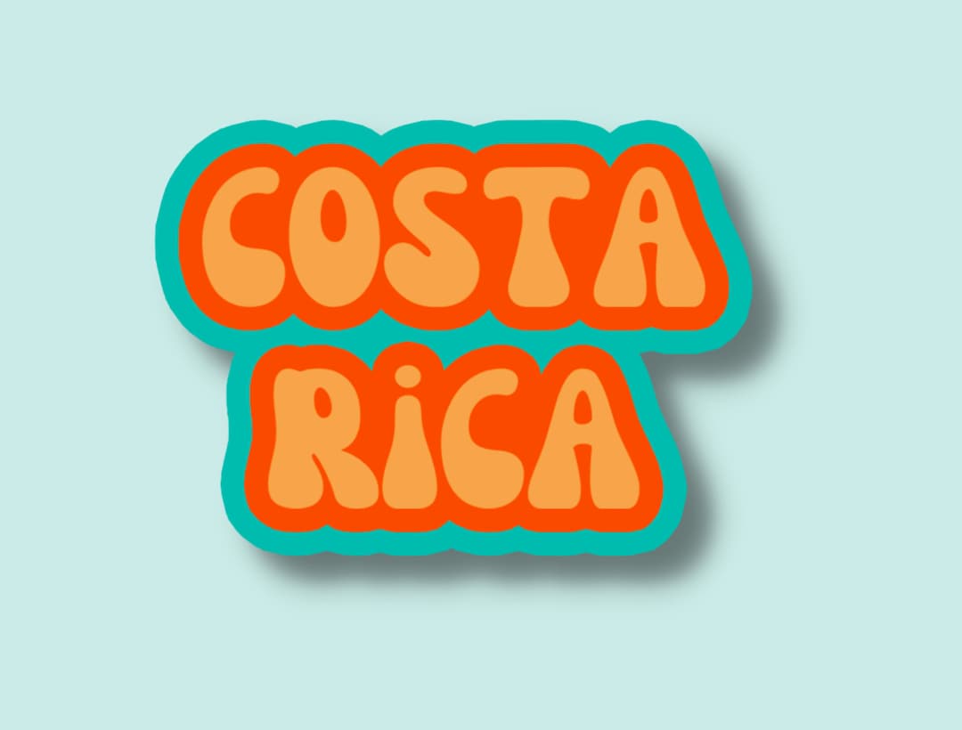 Costa Rica Travel Sticker, Multiple Colors, Vinyl Laptop Water Bottle ...