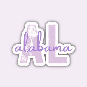 Alabama State Travel Sticker, Multiple Colors, AL State Code, Vinyl ...