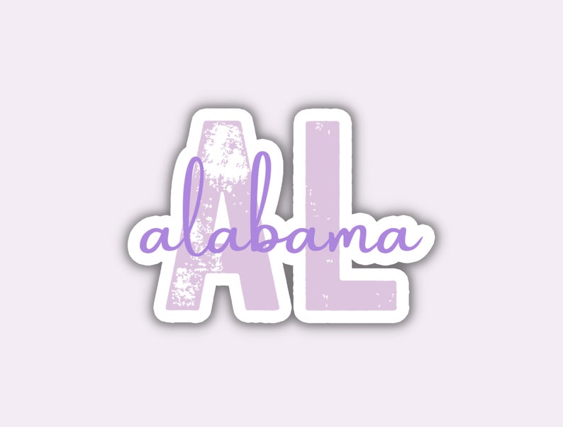 Alabama State Travel Sticker, Multiple Colors, AL State Code, Vinyl ...