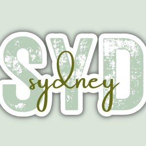 SYD Sydney Airport Code Travel Sticker, Multiple Colors, Vinyl Laptop ...