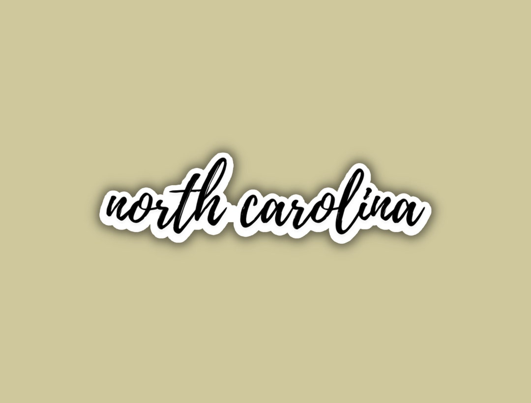 North Carolina Cursive Travel Sticker, Vinyl Laptop Water Bottle ...