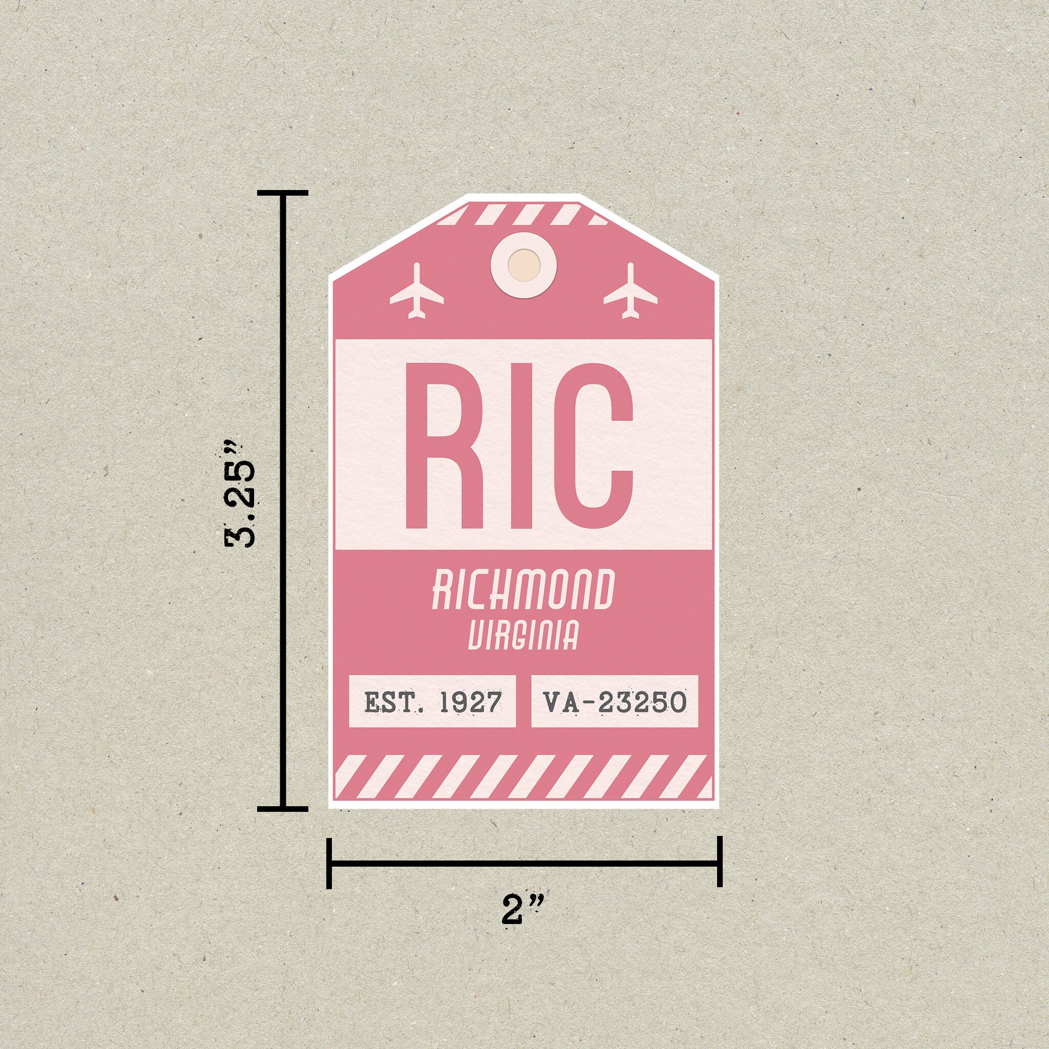 RIC Richmond Virginia Luggage Tag Sticker / Airport Code Baggage Decal ...