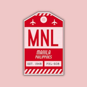 MNL Manila Philippines Luggage Tag Sticker / Airport Code Baggage Decal ...