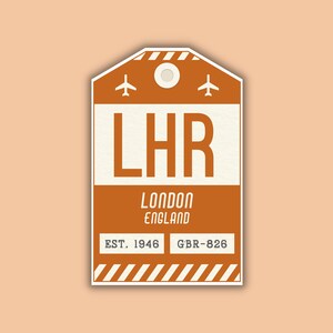 LHR London England Luggage Tag Sticker / Heathrow Airport Code Baggage ...