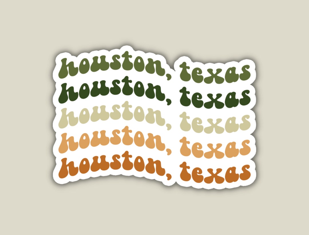 Houston Texas Retro Travel Sticker, Multiple Colors, Vinyl Laptop ...