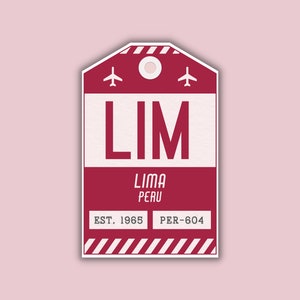 LIM Lima Peru Luggage Tag Sticker / Airport Code Baggage Decal ...