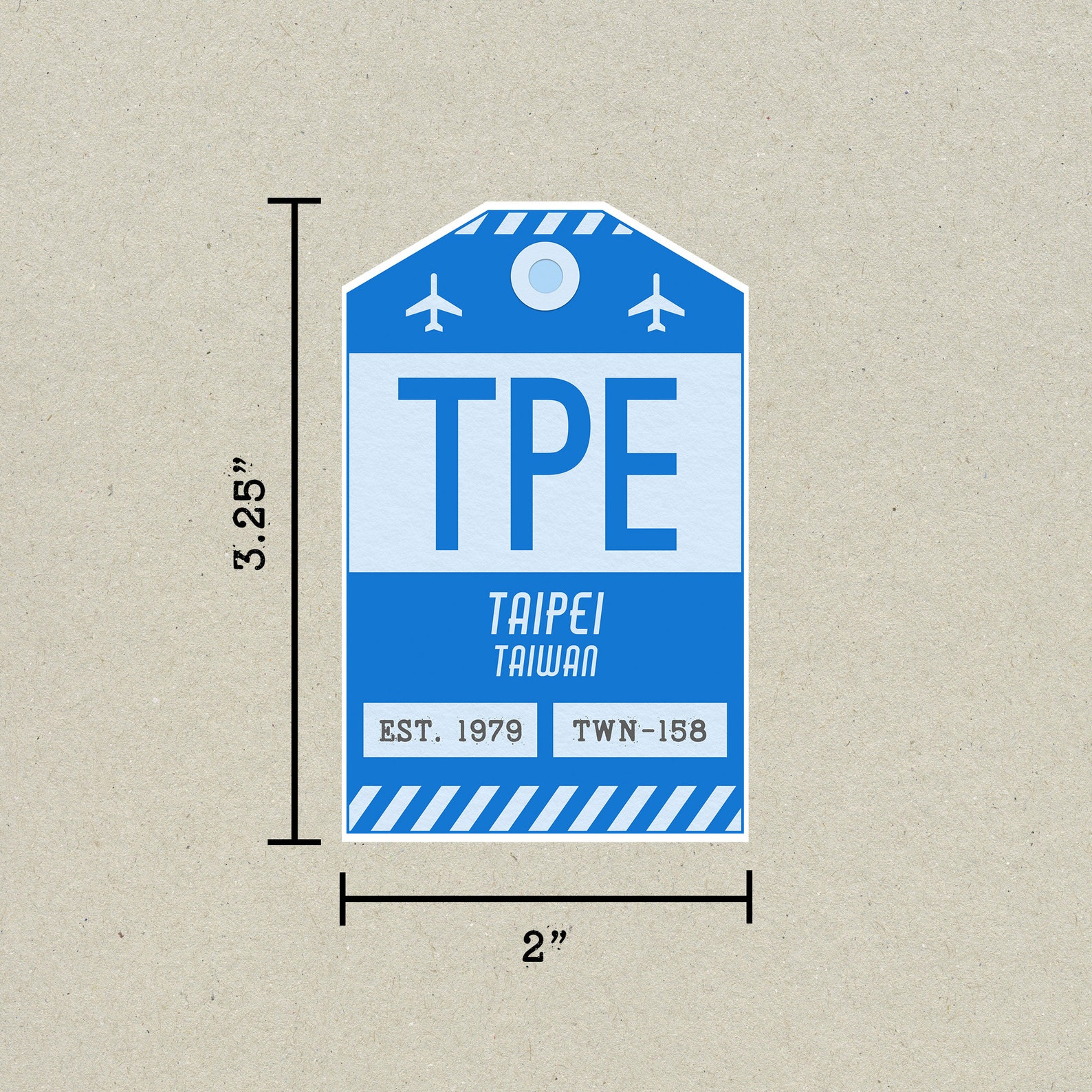 TPE Taipei Taiwan Luggage Tag Sticker / Airport Code Baggage Decal ...