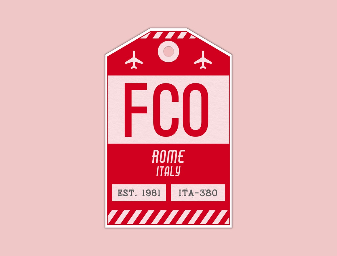 FCO Rome Italy Luggage Tag Sticker / Airport Code Baggage Decal ...