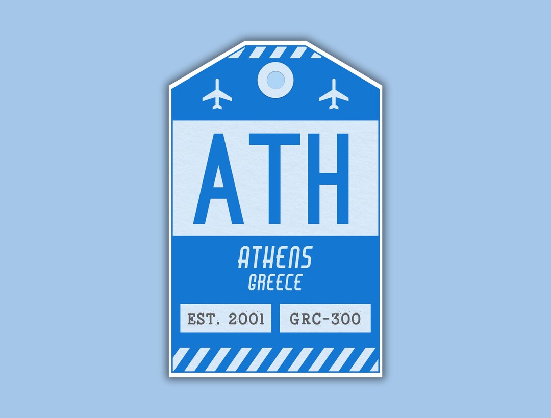 ATH Athens Greece Luggage Tag Sticker / Airport Code Baggage Decal ...