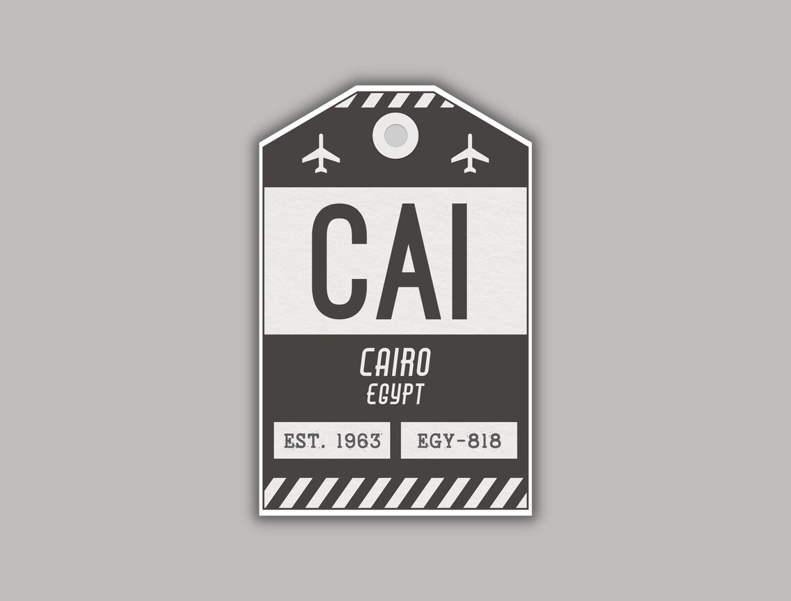 CAI Cairo Egypt Luggage Tag Sticker / Airport Code Baggage Decal ...